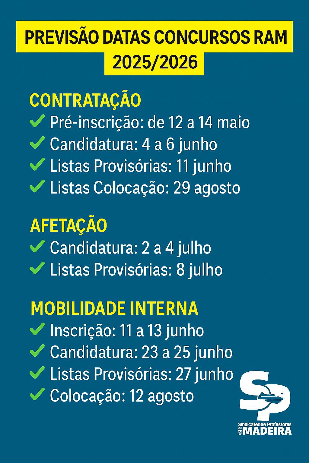 Concursos 2025/2026 – SPM – Sindicato dos Professores da Madeira